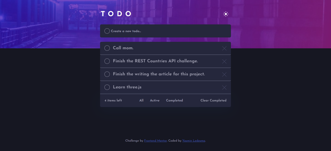 GitHub - yasledesma/fem-todo: My solution for the "Todo List" challenge ...
